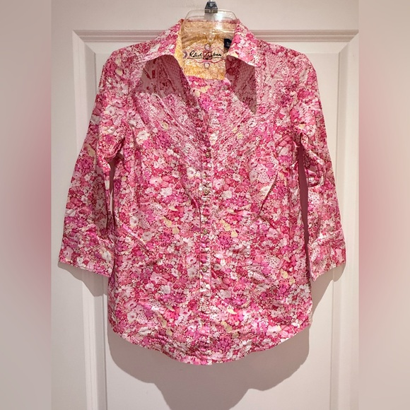 Robert Graham | Tops | Robert Graham Pink Shirt Womens Floral ...